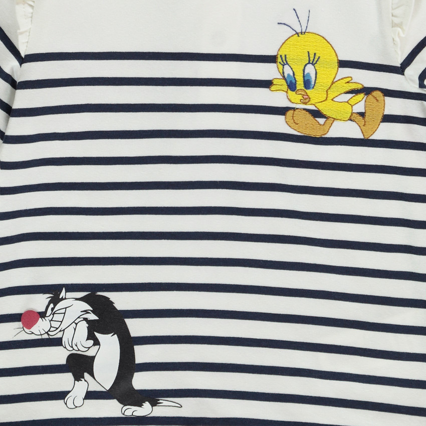 T-shirt manches longues en jersey esprit marinière print et broderie ...