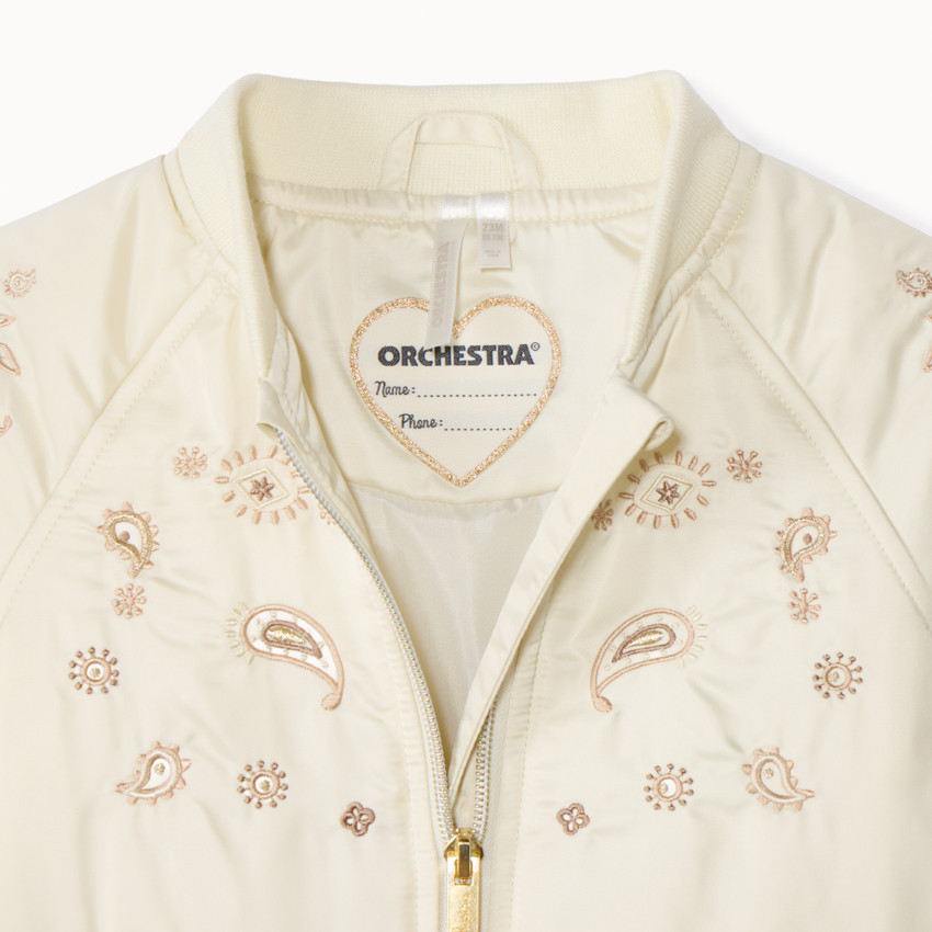 Bombers satiné à broderies cachemire pour bébé fille | Orchestra