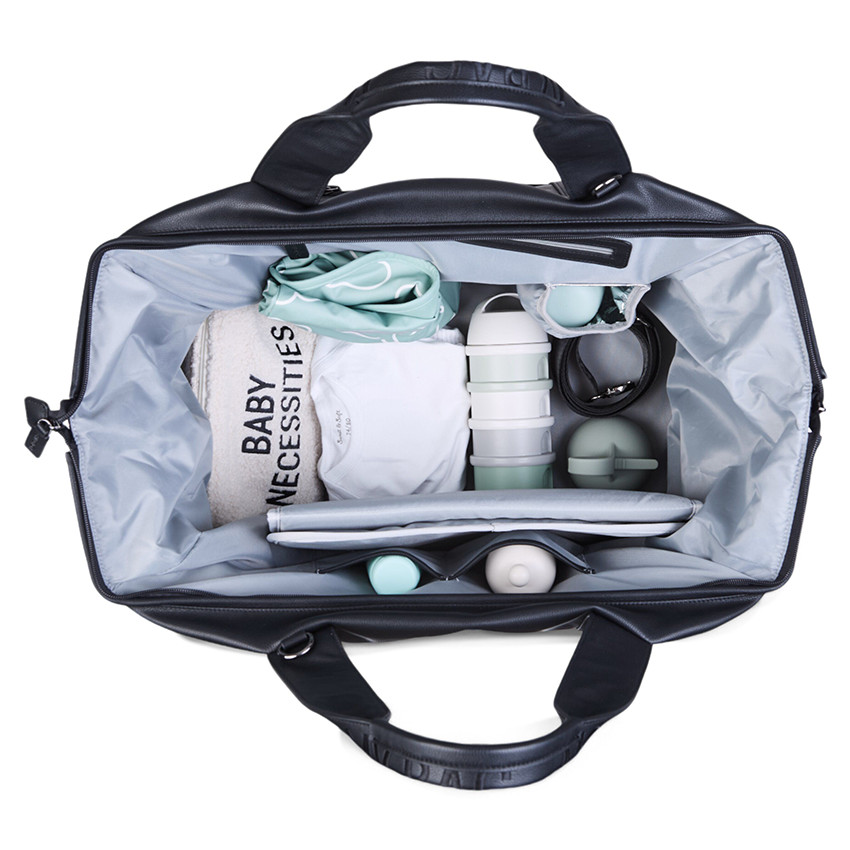 Sac à langer Mommy Bag Signature Simili cuir Noir | Childhome