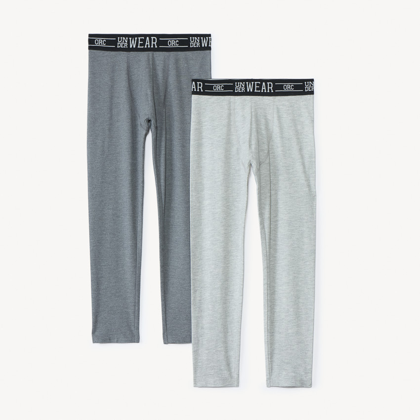 Lot de 2 caleçons longs unis pour garçon | Orchestra